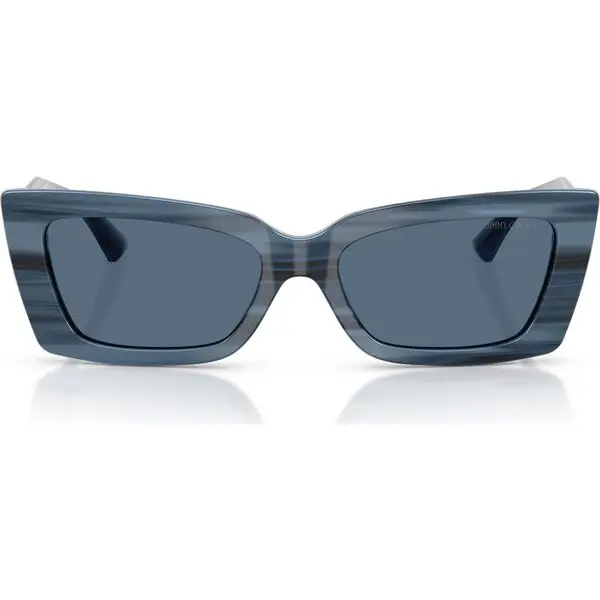 JIMMY CHOO 54mm Cat Eye Sunglasses - Striped Navy /dark Blue