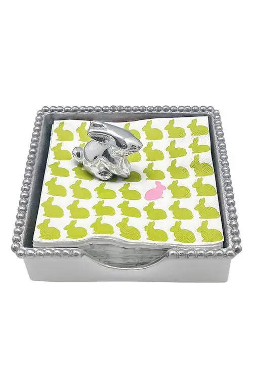 MARIPOSA Beaded Napkin Box Set - Silver