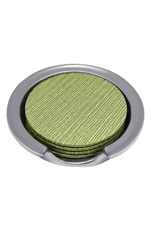 MARIPOSA Faux Grasscloth Signature Coaster Set - Green