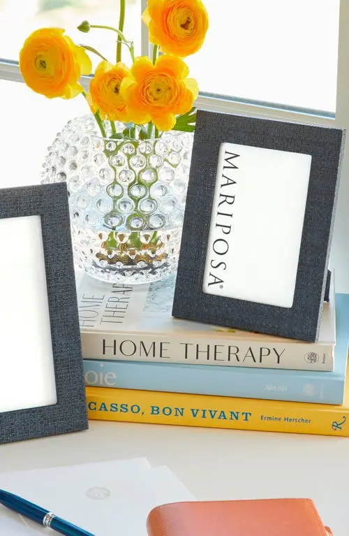 MARIPOSA Grasscloth Textured 4" X 6" Picture Frame - Blue