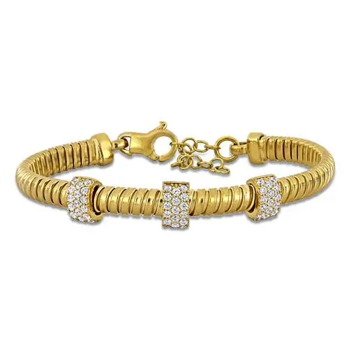 JULIANNA B. Cubic Zirconia Omega Bracelet - Yellow-plated