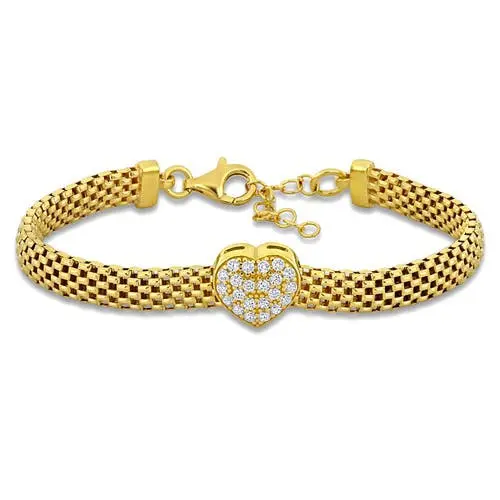 JULIANNA B. Cubic Zirconia Heart Bracelet - Yellow-plated