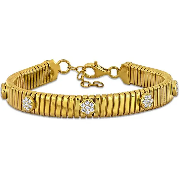 JULIANNA B. Cubic Zirconia Omega Bracelet - Yellow-plated