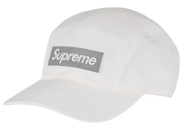 Supreme Reflective Jacquard Logo Camp Cap - White