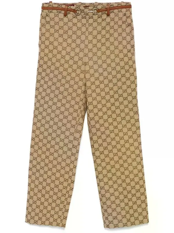 Gucci Gg-canvas Horsebit Trousers - Neutrals