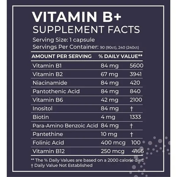 BODY BIO B Vitamins High Dose 90 Capsules