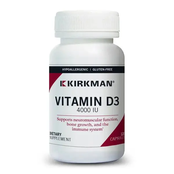 KIRKMAN PROFESSIONAL Vitamin D-3 4000 Iu Capsules Hypoallergenic 120 Capsules - One-color