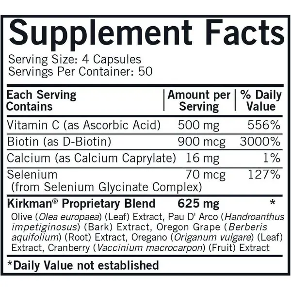 KIRKMAN PROFESSIONAL Yeast-aid Hypoallergenic 200 Capsules