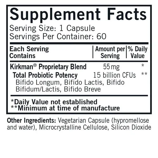 KIRKMAN PROFESSIONAL Bifido Complex Advanced Formula Capsules Hypoallergenic 60 Capsules