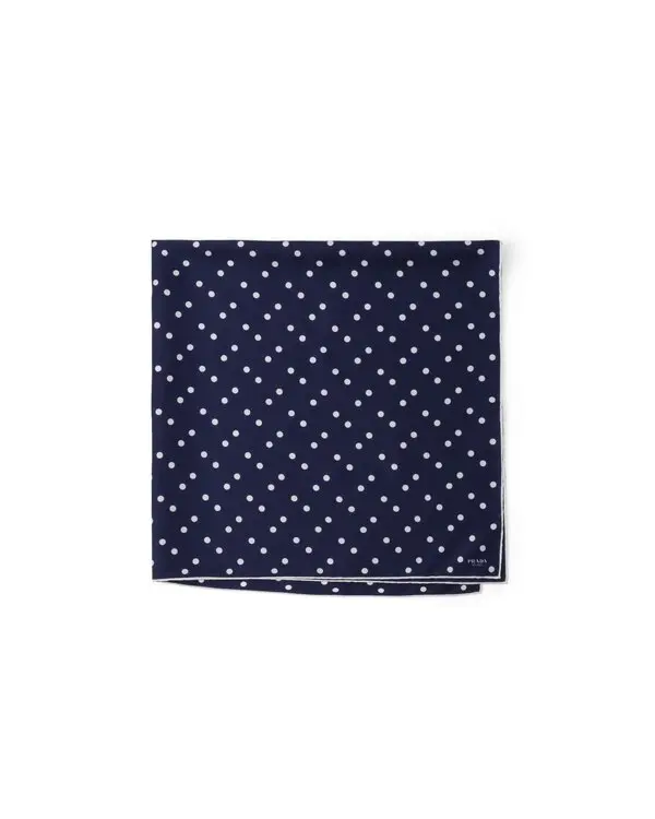 Prada Printed Silk Twill Scarf 90 - Blue