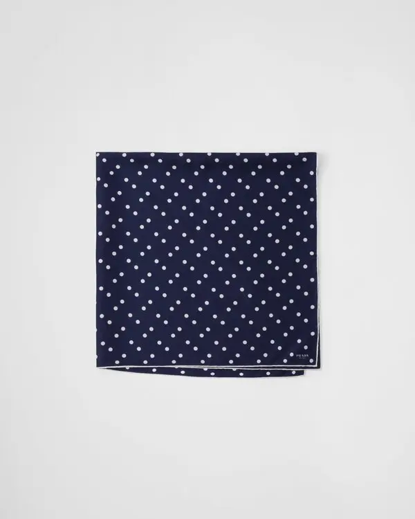 Prada Printed Silk Twill Scarf 90x90 - Blue/white