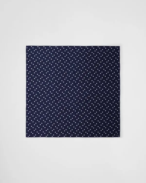 Prada Printed Silk Twill Scarf 90x90 - Blue/white