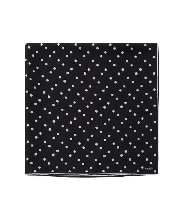 Prada Printed Silk Twill Scarf - Black/white