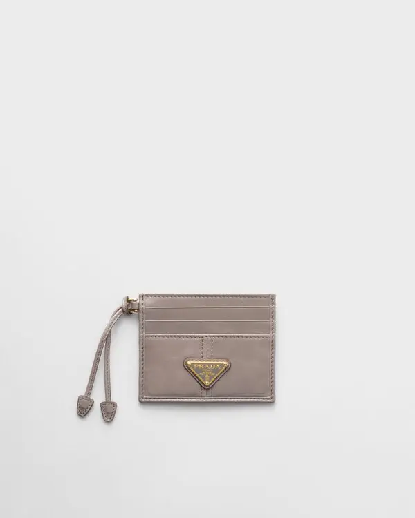 Prada Leather Card Holder - Dark Grey