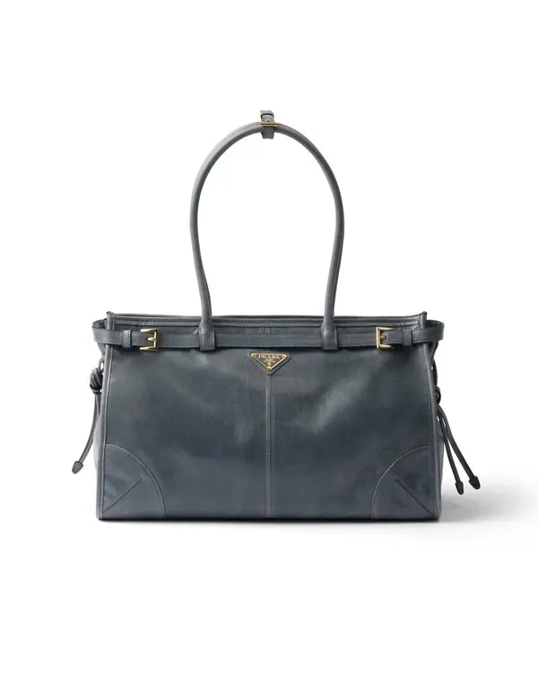Prada Bonnie Large Leather Handbag - Blue