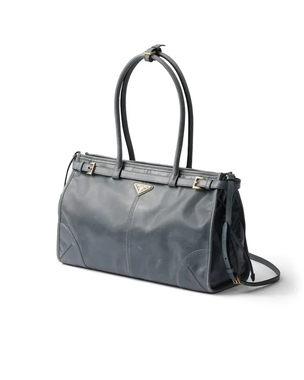 Prada Bonnie Large Leather Handbag - Blue