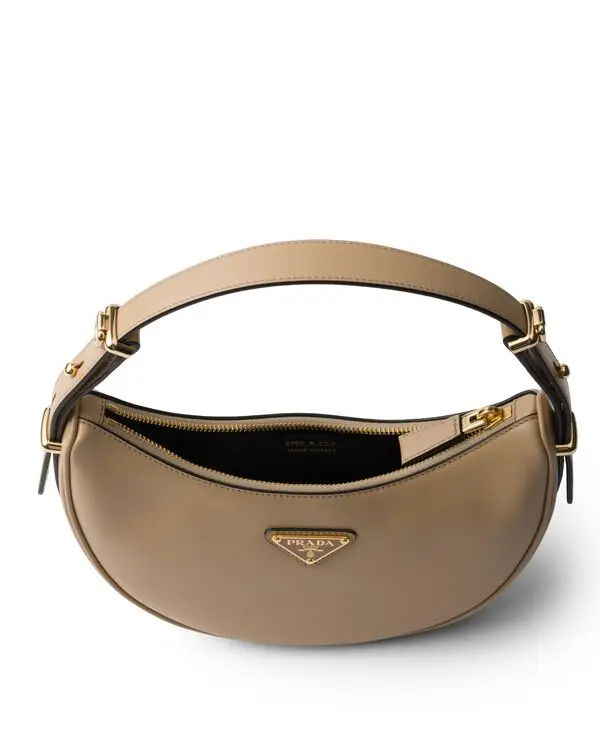 Prada Arqué Small Leather Shoulder Bag - Neutral