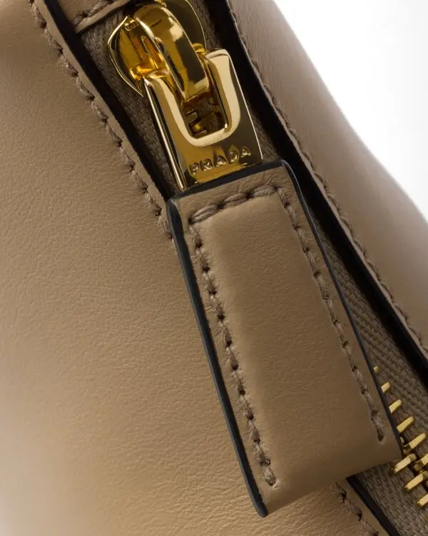 Prada Arqué Small Leather Shoulder Bag - Neutral