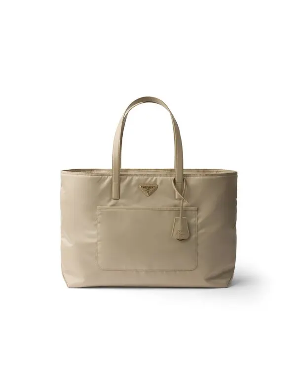 Prada Re-edition 1978 Large Re-nylon And Saffiano Leather Tote Bag - Neutral