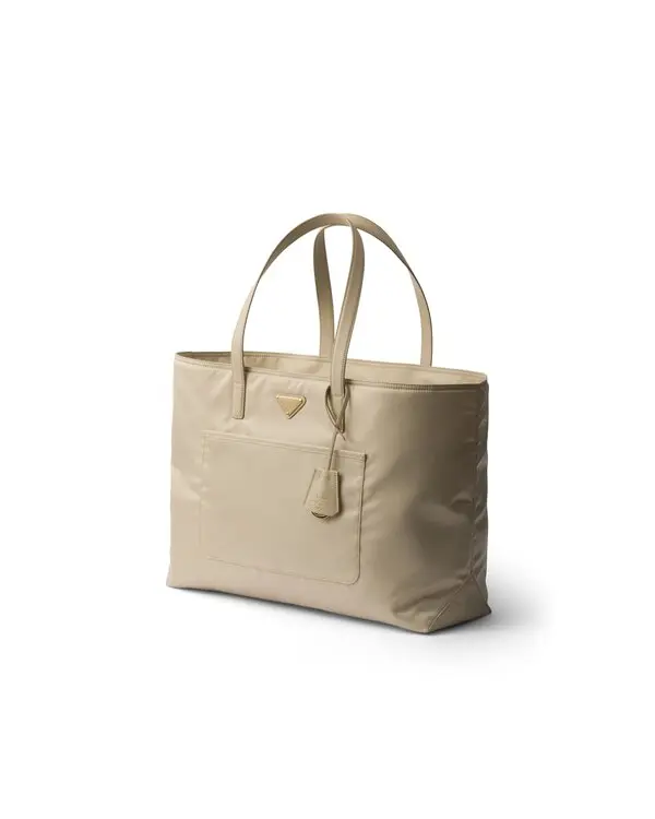 Prada Re-edition 1978 Large Re-nylon And Saffiano Leather Tote Bag - Neutral