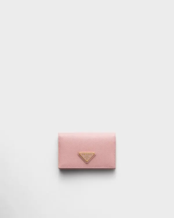 Prada Saffiano Leather Card Holder - Peach