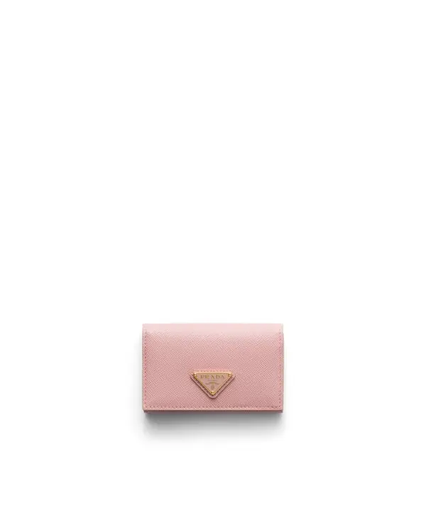 Prada Saffiano Leather Card Holder - Pink