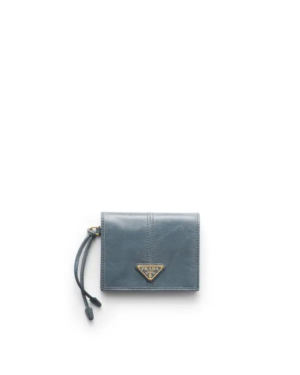 Prada Small Leather Wallet - Blue