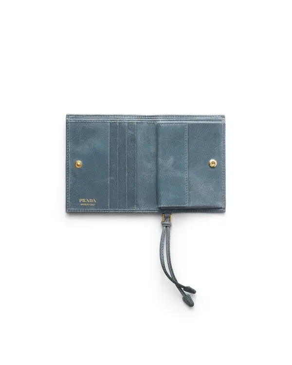 Prada Small Leather Wallet - Blue