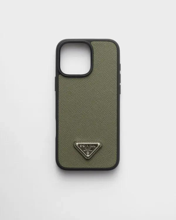 Prada Saffiano Leather Case For Iphone 16 Pro Max - Loden Green