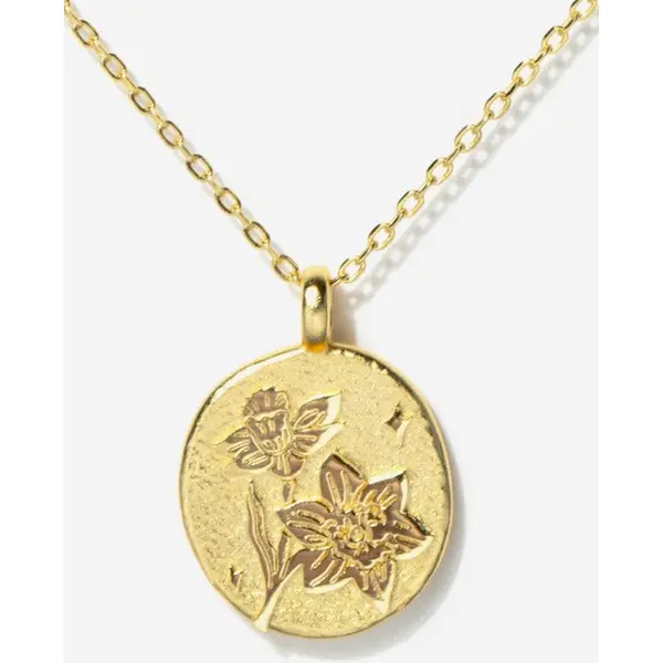 LITTLE SKY STONE Gold Vermeil Birth Flower Pendant Necklace - Daffodil / March