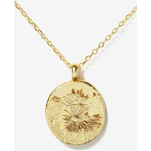 LITTLE SKY STONE Gold Vermeil Birth Flower Pendant Necklace - Daisy / April