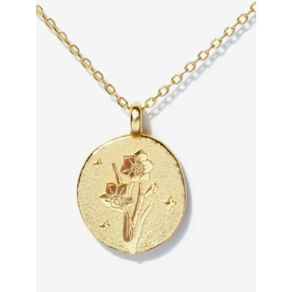 LITTLE SKY STONE Gold Vermeil Birth Flower Pendant Necklace - Narcissus / December