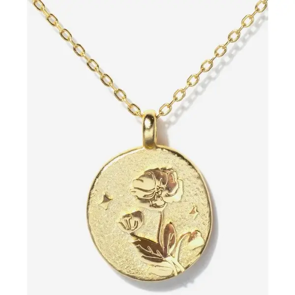LITTLE SKY STONE Gold Vermeil Birth Flower Pendant Necklace - Poppy / August