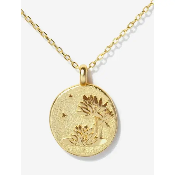 LITTLE SKY STONE Gold Vermeil Birth Flower Pendant Necklace - Water Lily /july