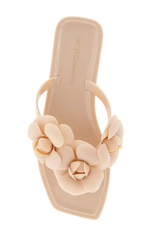 Bcbgmaxazria Lulu Floral Appliquéd Flip-flops - Stone