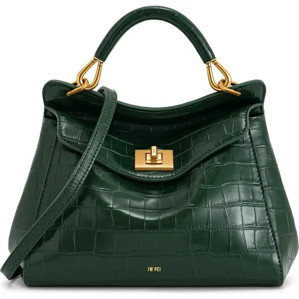 Jw Pei Lucia Faux Leather Top Handle Bag - Green Croc