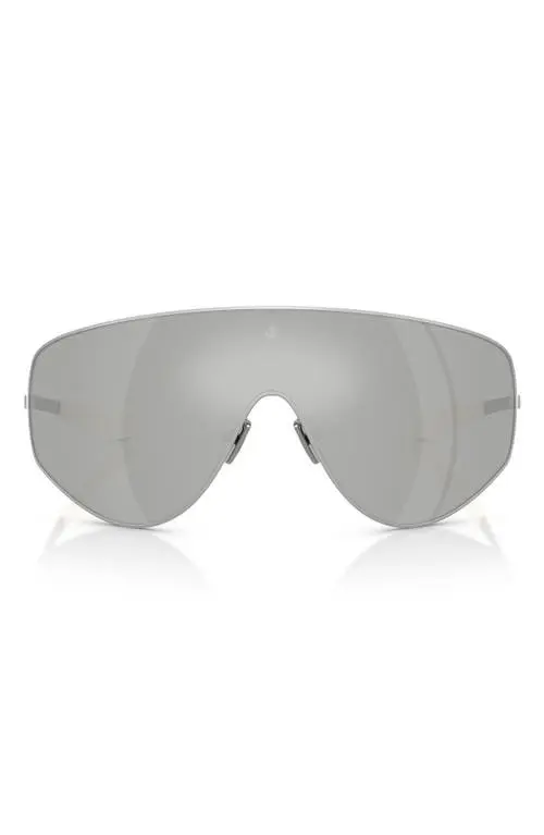 Moncler 45mm Pilot Sunglasses - Matte Silver / Mirror Silver