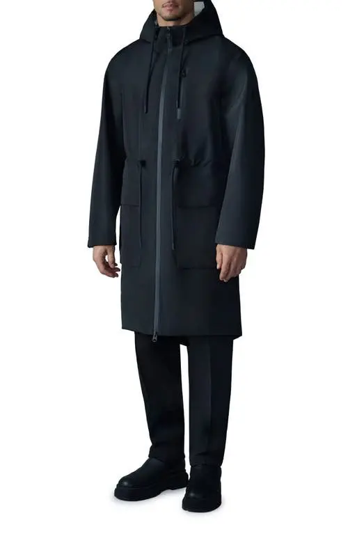 Mackage Broden-z Long Hooded Raincoat - Black-trench