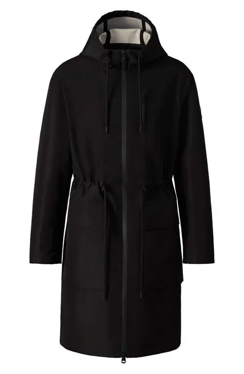 Mackage Broden-z Long Hooded Raincoat - Black-trench