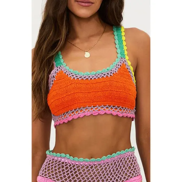 Beach Riot Elliot Crochet Bikini Top - Technicolor Rays
