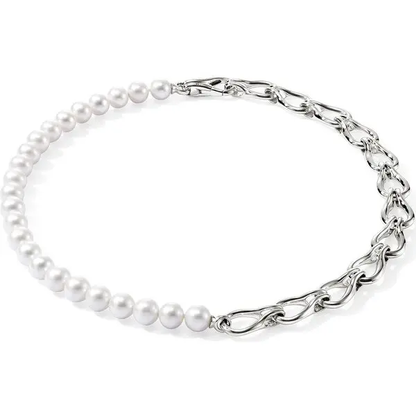 John Hardy Surf Necklace With Pearl - Silver