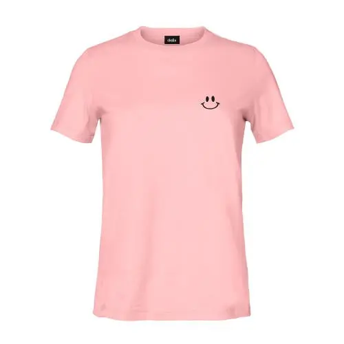 DALIX Smile Face Jersey T-shirt - Pink
