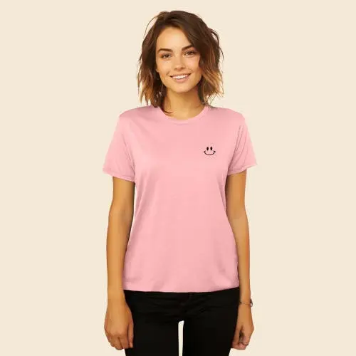 DALIX Smile Face Jersey T-shirt - Pink