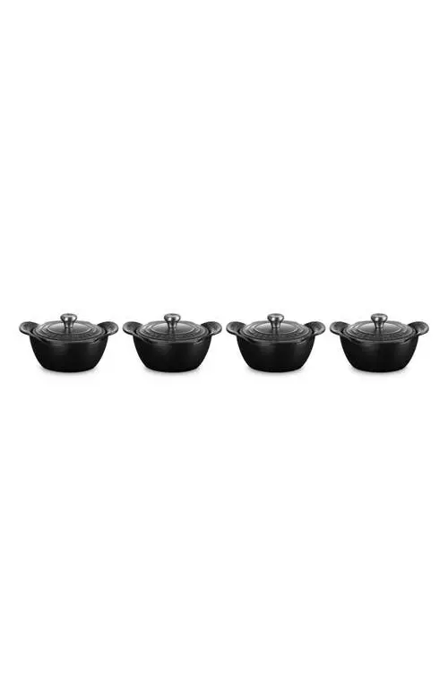 LE CREUSET Gourmand Set Of 4 1/3-quart Enamel Cast Iron Cocotte With Lid - Matte Black