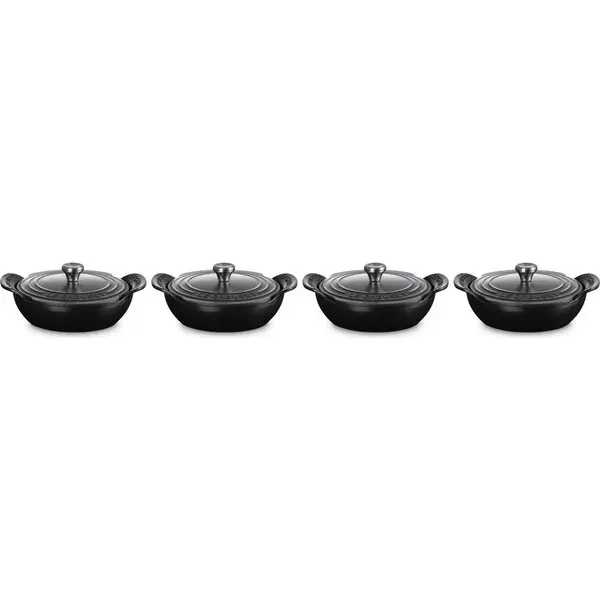 LE CREUSET Gourmand Set Of 4 1/3-quart Enamel Cast Iron Braiser With Lid - Matte Black