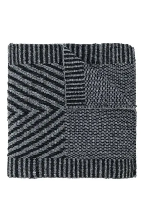 Voz Chevron Scarf In Baby Alpaca - Grey/black