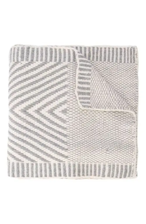Voz Chevron Scarf In Baby Alpaca - Ivory/grey
