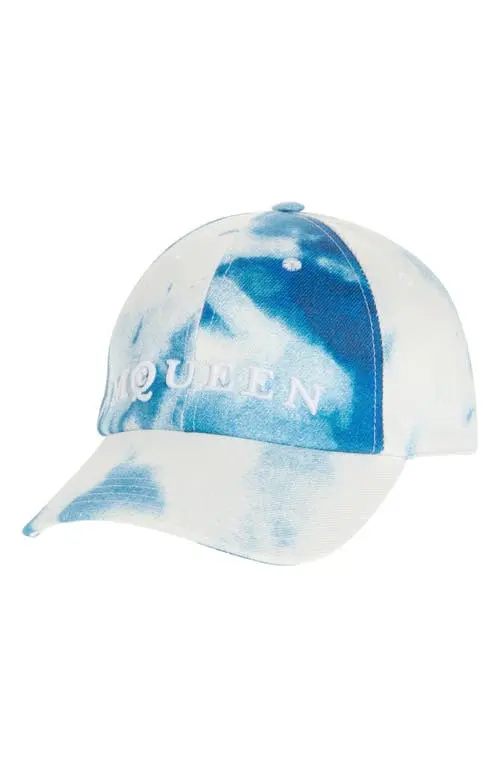 Alexander McQueen Marbled Denim Baseball Cap - Ivory/ Blue