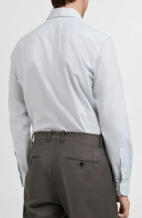 Mango Stripe Cotton Button-up Shirt - Blue