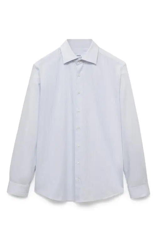 Mango Stripe Cotton Button-up Shirt - Blue